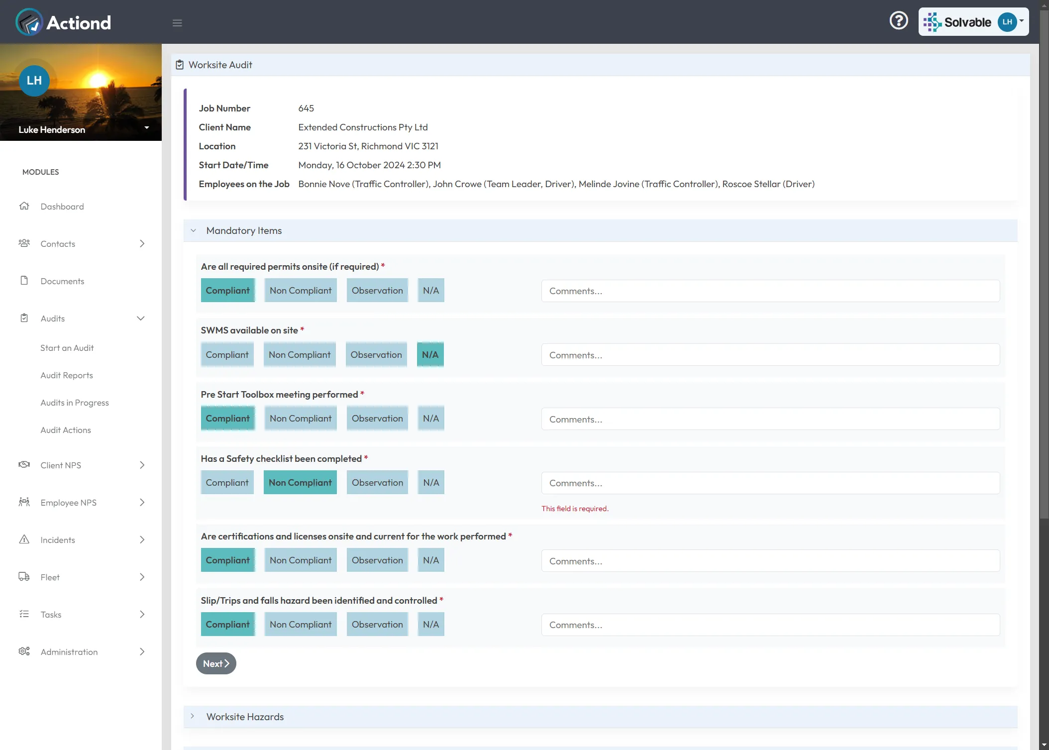 Actiond | Safety & Compliance | Incident Management